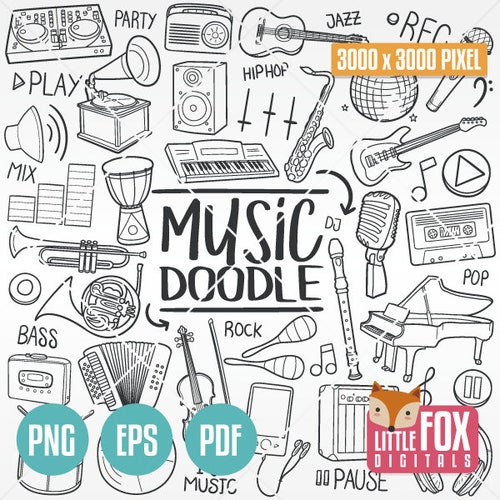 MUSIC Doodle Vector Icons. Instrument Tools Traditional - Etsy
