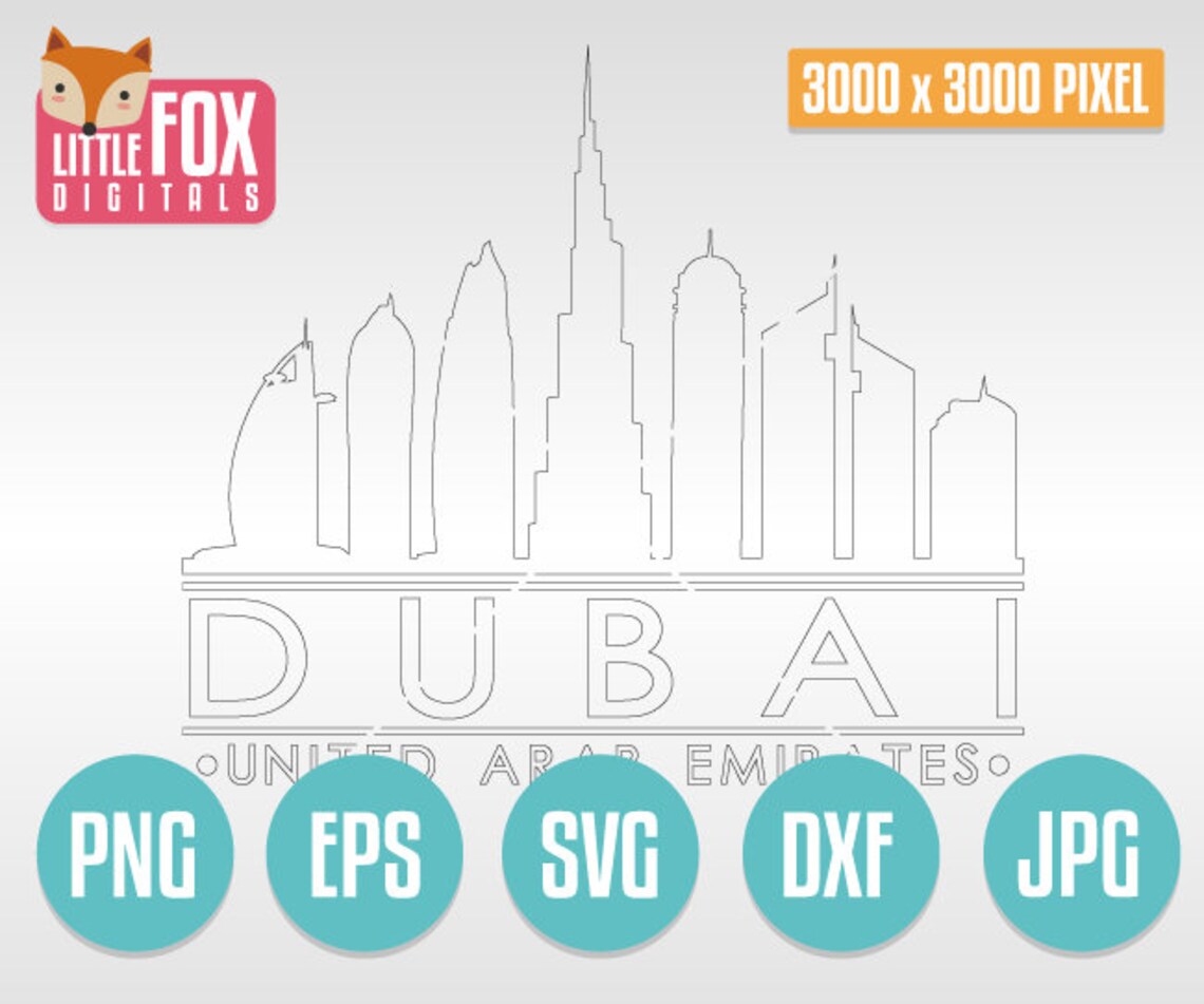 SVG Vector DUBAI UAE. Arab Emirates Svg Skyline. Svg Cut File Clip Art ...