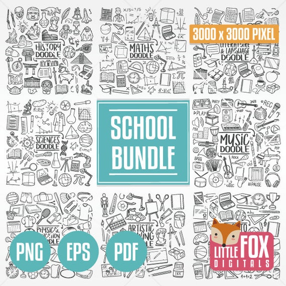 SCHOOL Bundle. Back to School Doodle Icons. Bundle Clip Art - Etsy