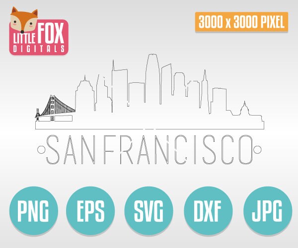SVG SKYLINE San Francisco. California Cut File Skyline City. - Etsy