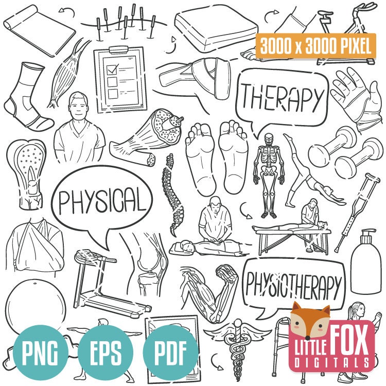 PHYSICAL THERAPY Doodle Vector Icons. Terapist Center Care - Etsy