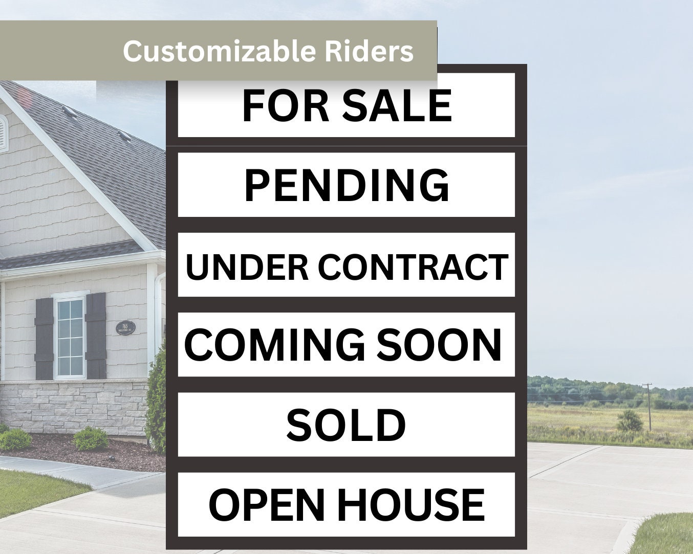 Real Estate Yard Sign Template | Canva Editable Digital File | Black ...