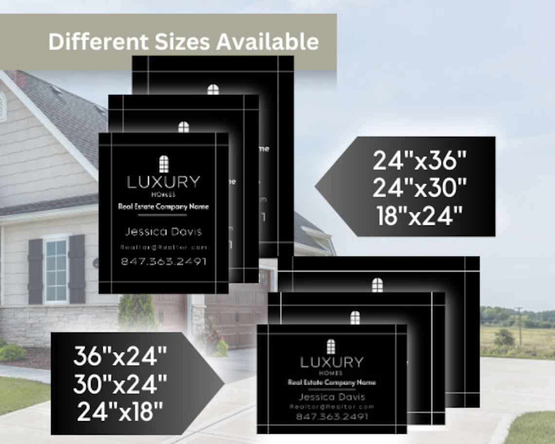 Luxury Real Estate Yard Sign Template: Black, Editable Canva File - Etsy