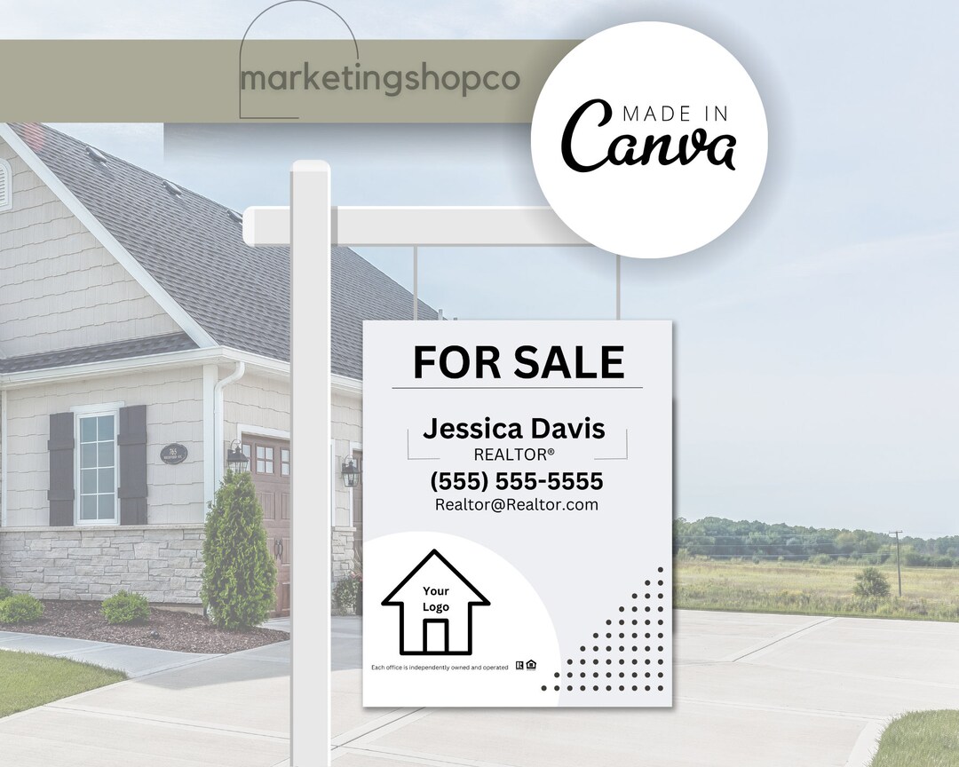 Real Estate Yard Sign Template: Black & White Geometric Design (canva ...