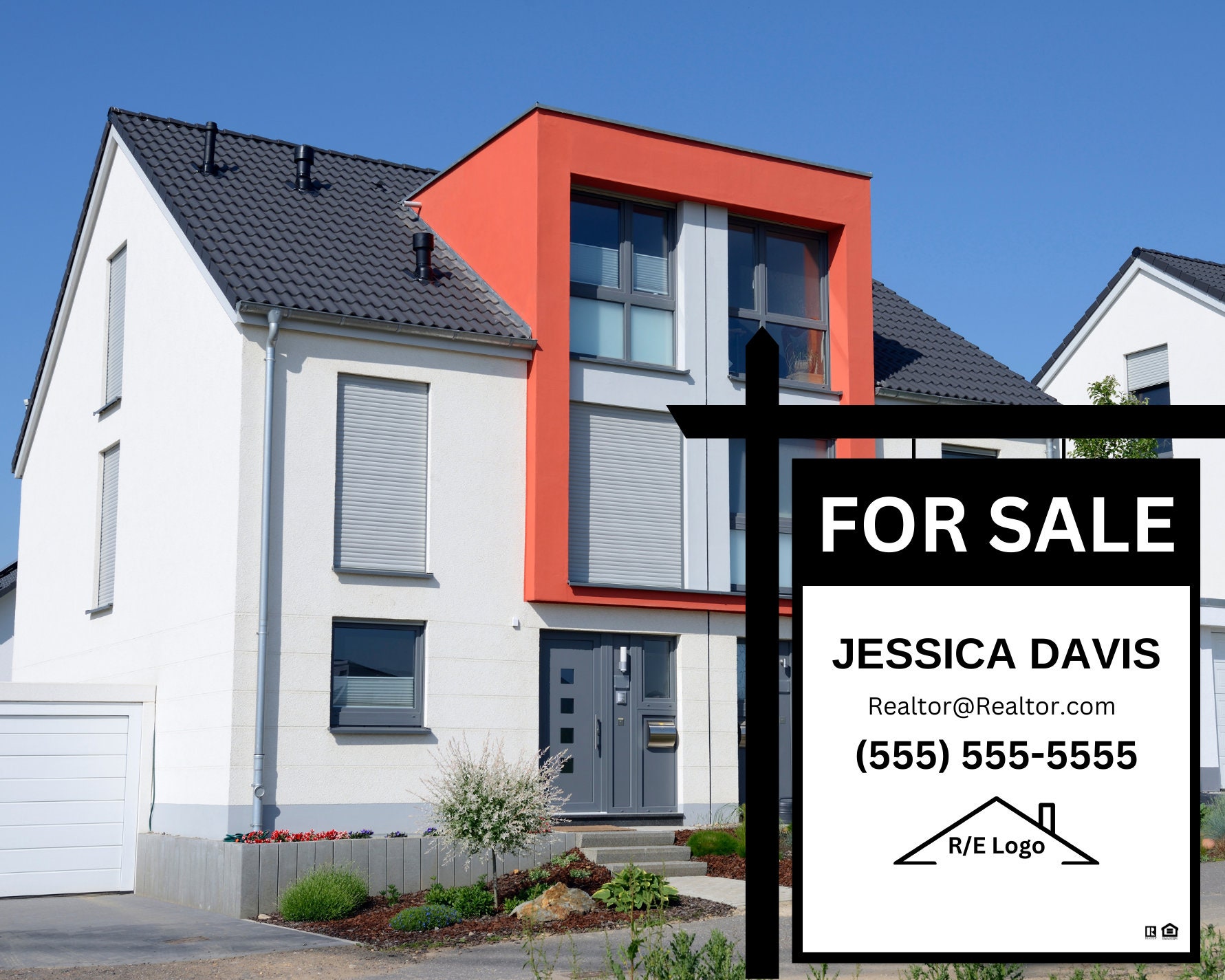 Real Estate Yard Sign Template | Canva Editable Digital File | Black ...