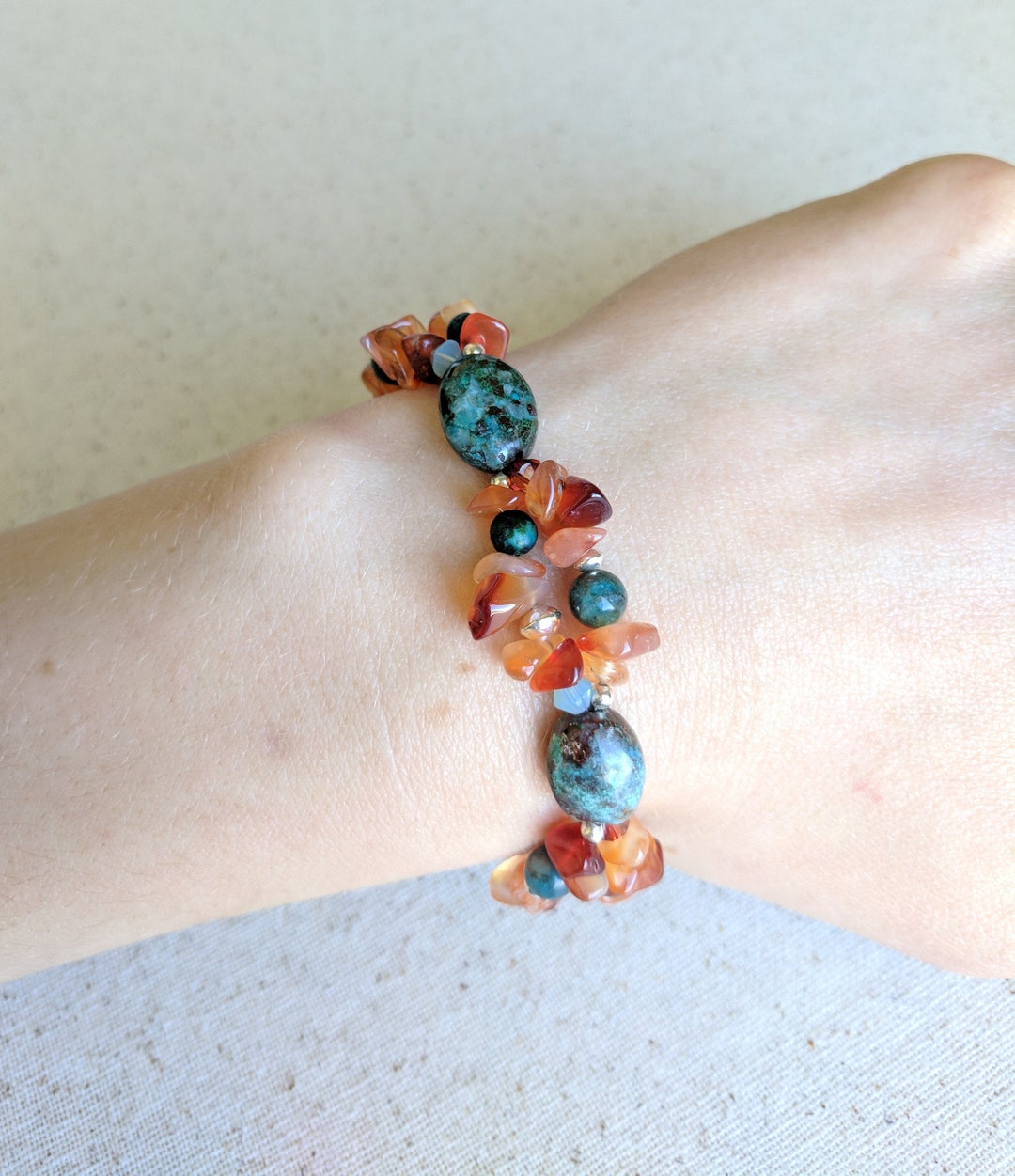 Sonora Sunset Bracelet Chrysocolla, Carnelian and Blue Apatite Chunky ...