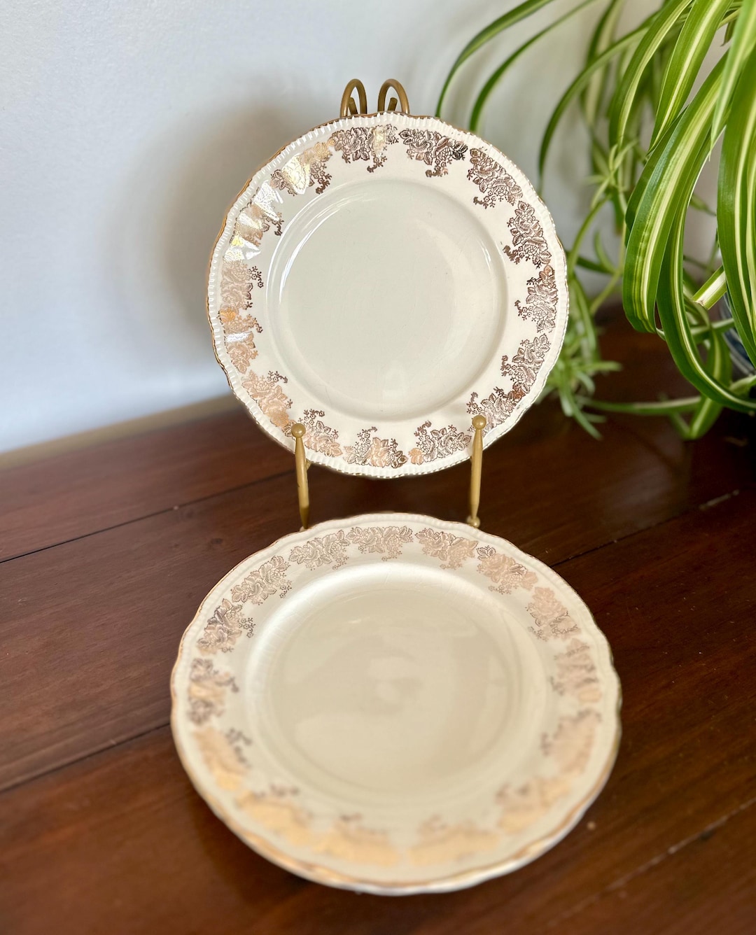 Vintage British Empire Ware Marigold Plates: 22K Gold Floral Set - Etsy