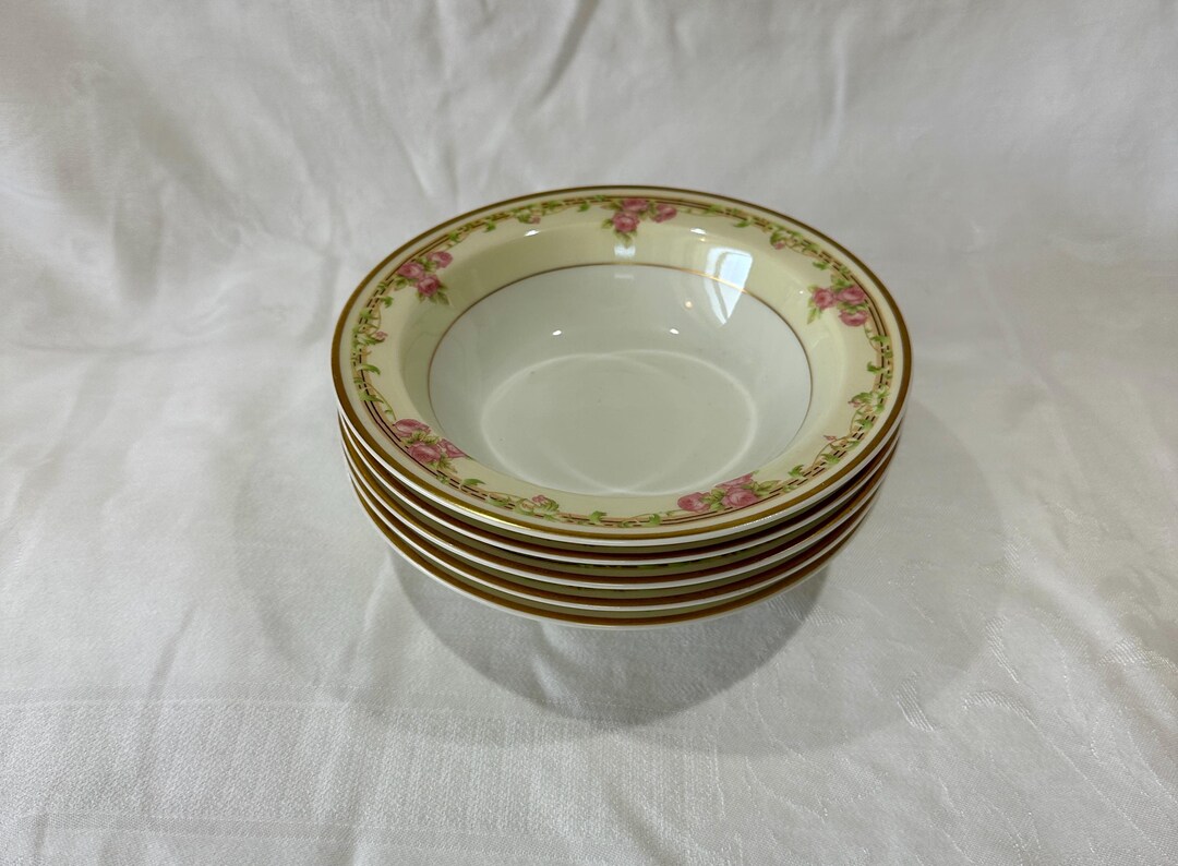 Elite Works Limoges Bowls Set of 5 – Pink Roses Gold Rim 15.5cm France ...