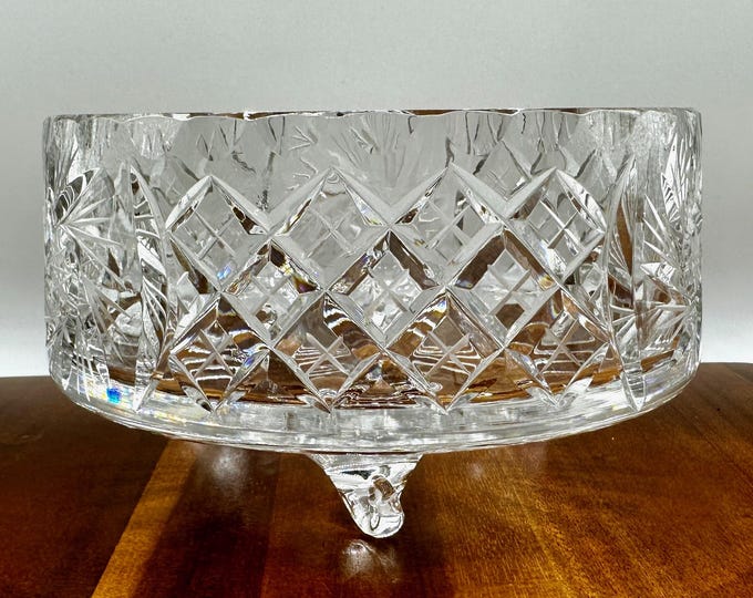 Vintage Cut Crystal Footed Candy Dish | Heavy Lead Crystal Bowl ...