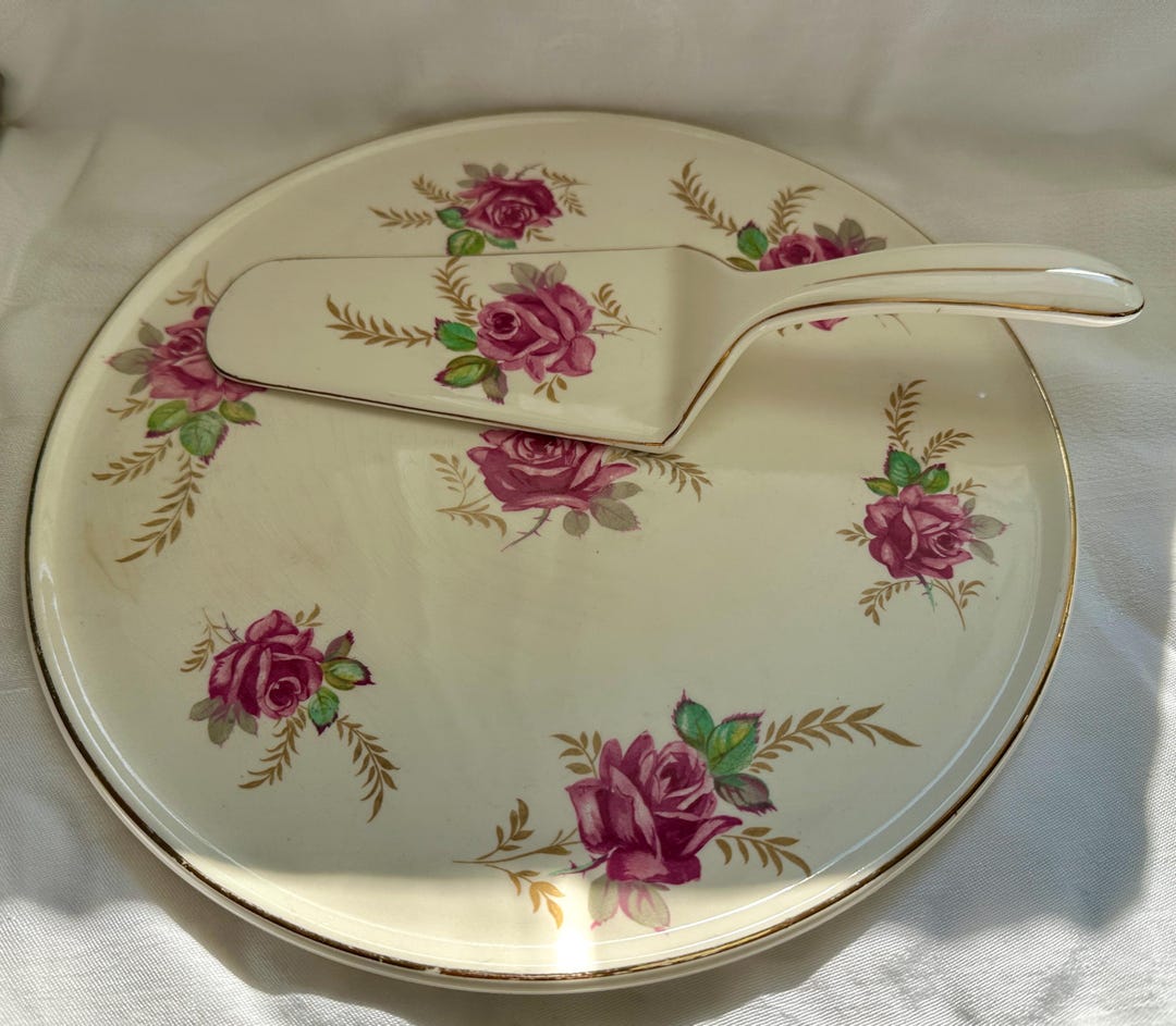 Vintage Royal Tudor Ware Cake Plate Set: 1950s English Rose China - Etsy
