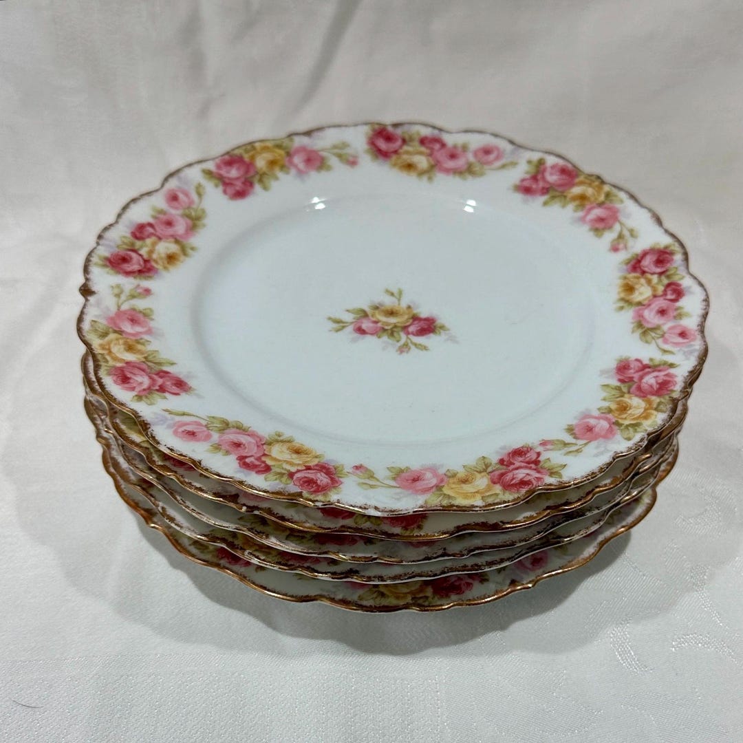 Antique Limoges Elite Works Plates – Set of 5 Pink Rose 19 Cm - Etsy