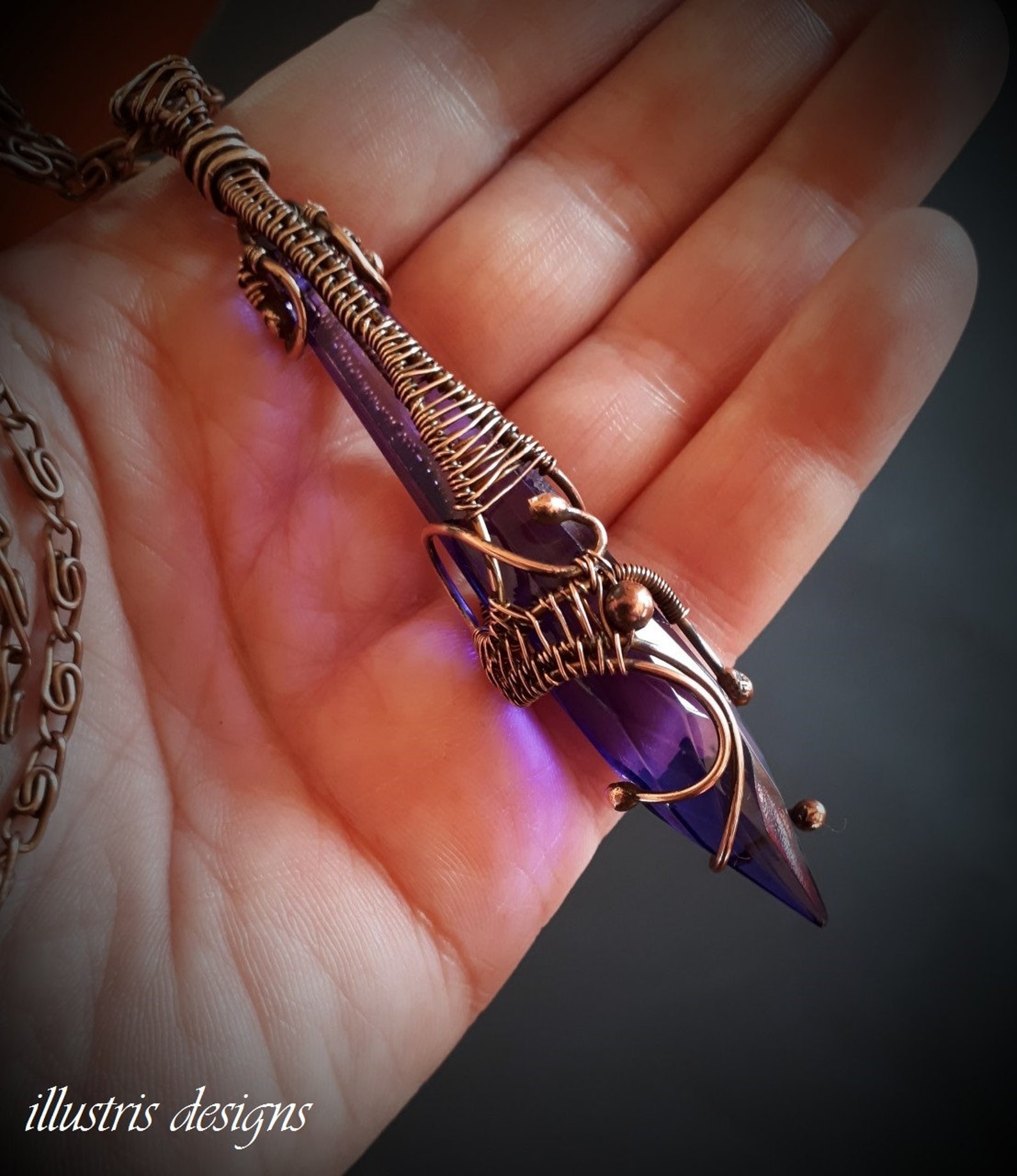 Purple Crystal Prism Pendant | Etsy