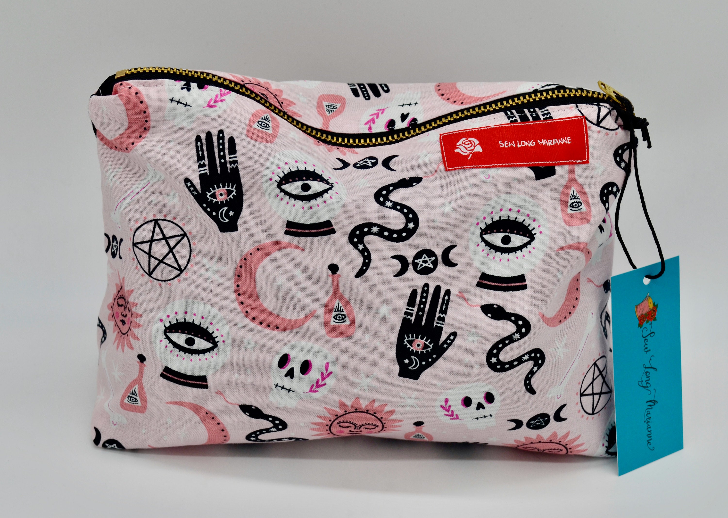 Pink Occult Goth Witchy Summer Zipper Pouch Large Size - Etsy