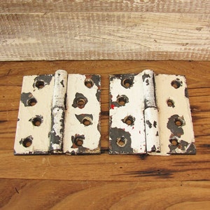 Vintage Pair Cast Iron Door Hinges 2 Metal Cabinet Hardware ...