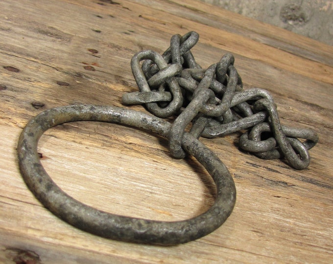 Vintage 35" Iron Chain With Loop Industrial Metal Ring on Links - Etsy