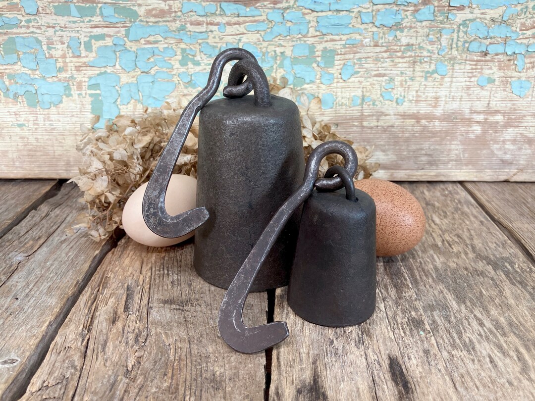 Antique 4lb and 1lb Cast Iron Scale Weights With Hook Hanging Vintage ...