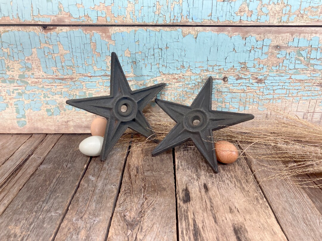 Vintage Pair of Iron Masonry Stars Antique Set of 2 Rustic Farm Decor ...