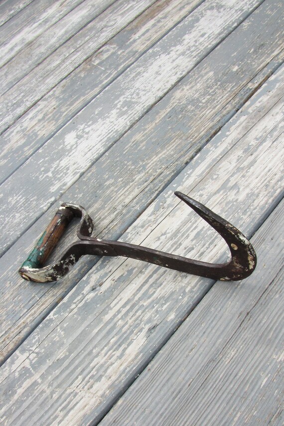 Two Antique Primitive Farm Hay Hooks In Heavy Steel Ebay