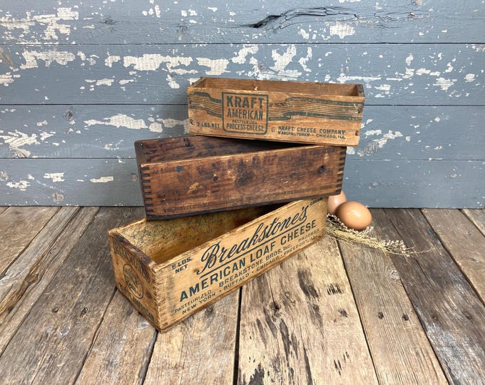 Vintage Collection of 3 Wood Cheese Crates Breakstone's American Loaf ...