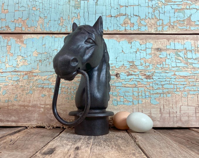 Vintage Horse Head Cast Iron Fence Topper Ornament Antique Horse Tether ...