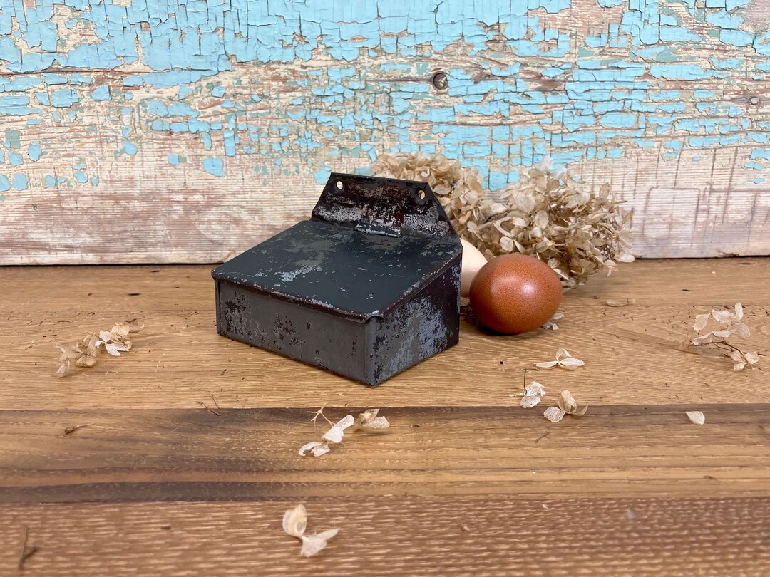 Antique Metal Wall Mount Matches Holder Matchstick Dispenser Tin ...