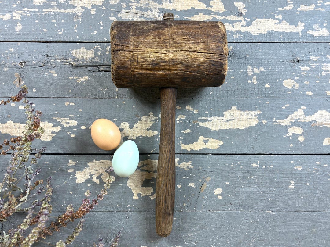 Vintage Wooden Mallet: Sturdy Barrel Farm Hammer - Etsy