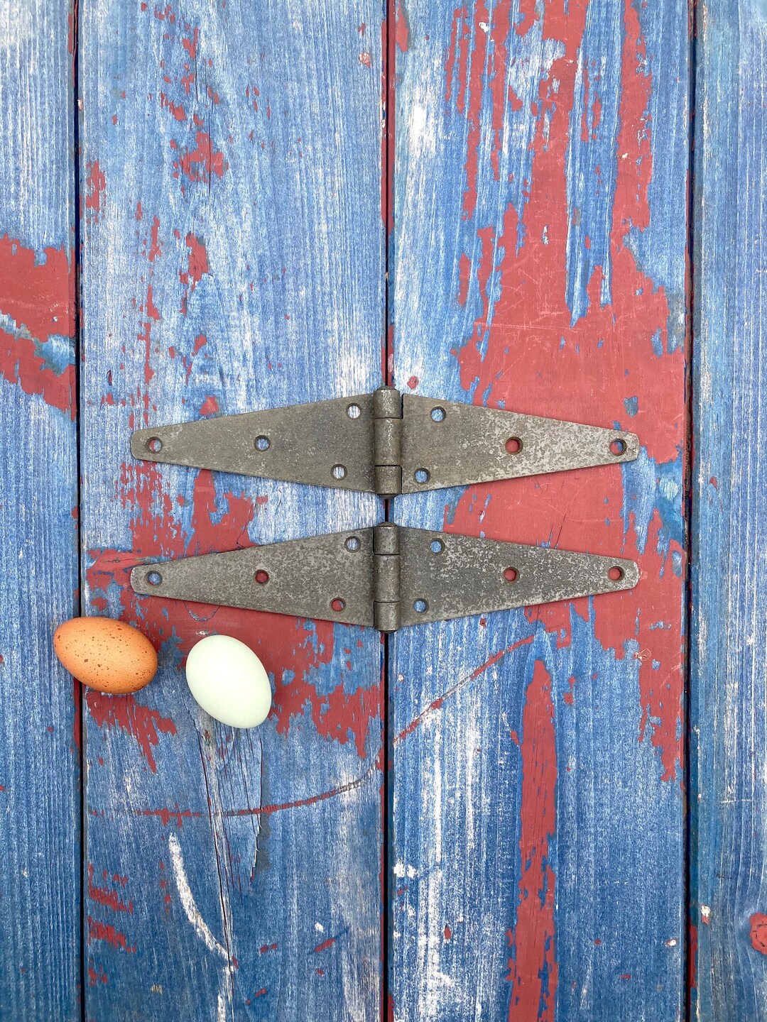 Vintage Pair of Textured Rustic Metal Barn Door Strap Hinges Set of 2 ...