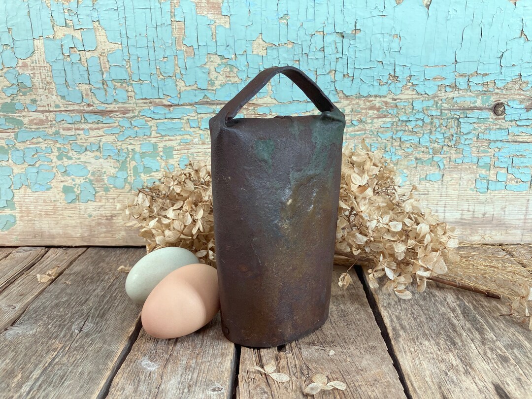 Antique Hand Forged Cowbell: Handmade Mixed Metal Cow Bell; Primitive ...