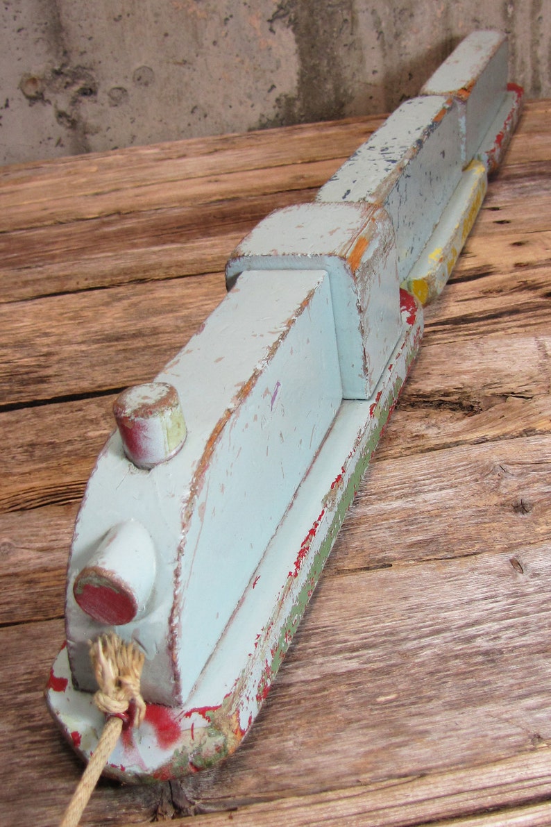 Vintage 3 Piece Pull Toy Train Wooden Handmade One-of-a-kind - Etsy