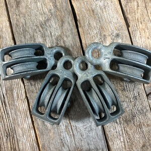 Vintage Set of 4 Double Pulleys Galvanized Cast Iron Wilcox Crittenden ...