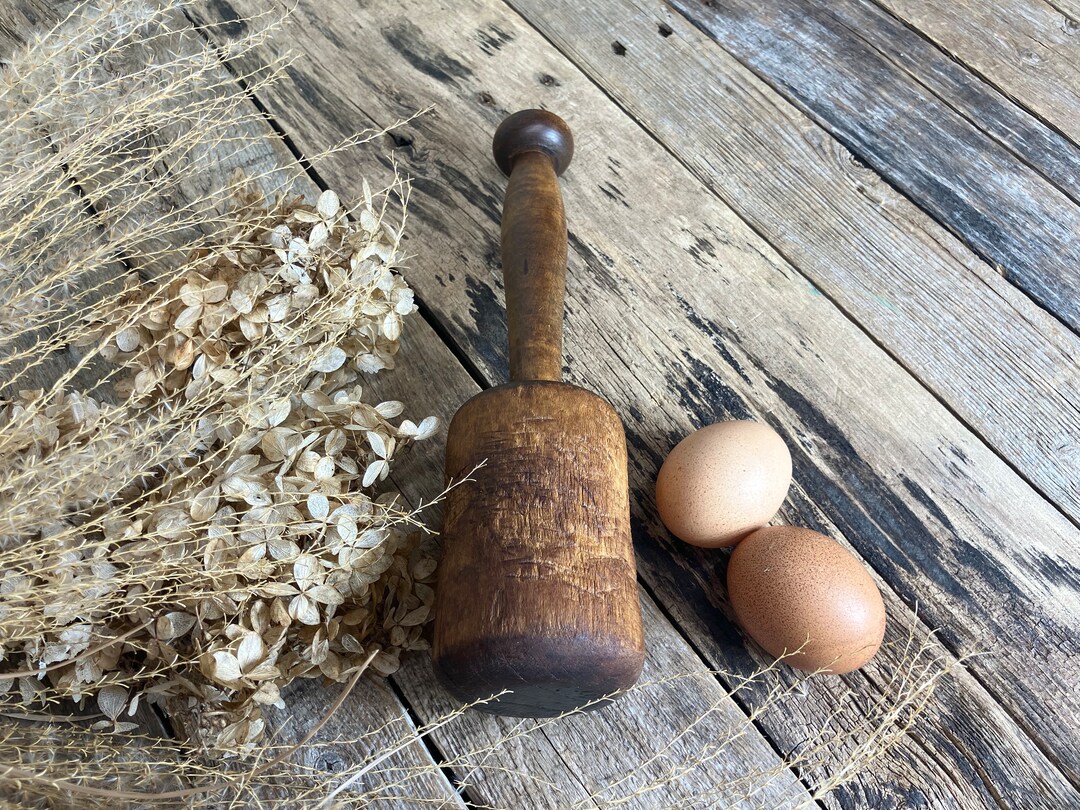 Antique Wooden Pestle Hardwood Grinder Primitive Pounder Rustic Masher ...