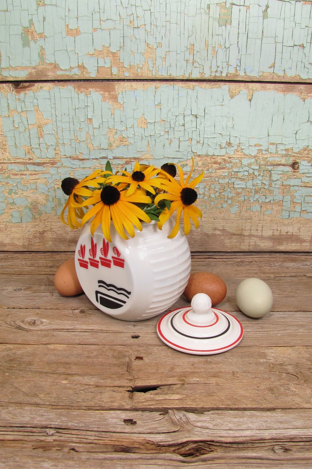 Vintage Art Deco Grease Jar With Lid Anchor Hocking Fire King Vitrock ...