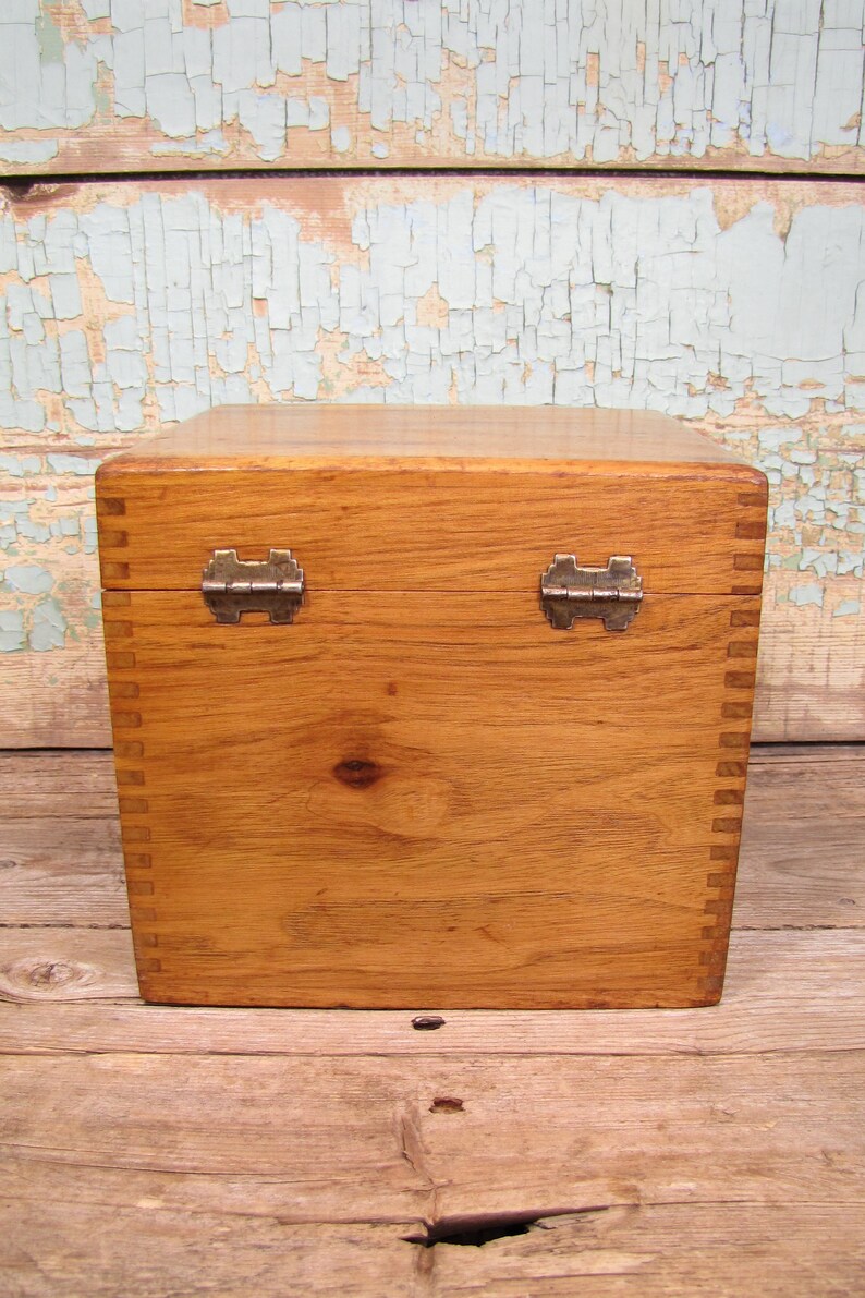 Vintage Large Wood Recipe Card Box With Brass Padlock Address - Etsy