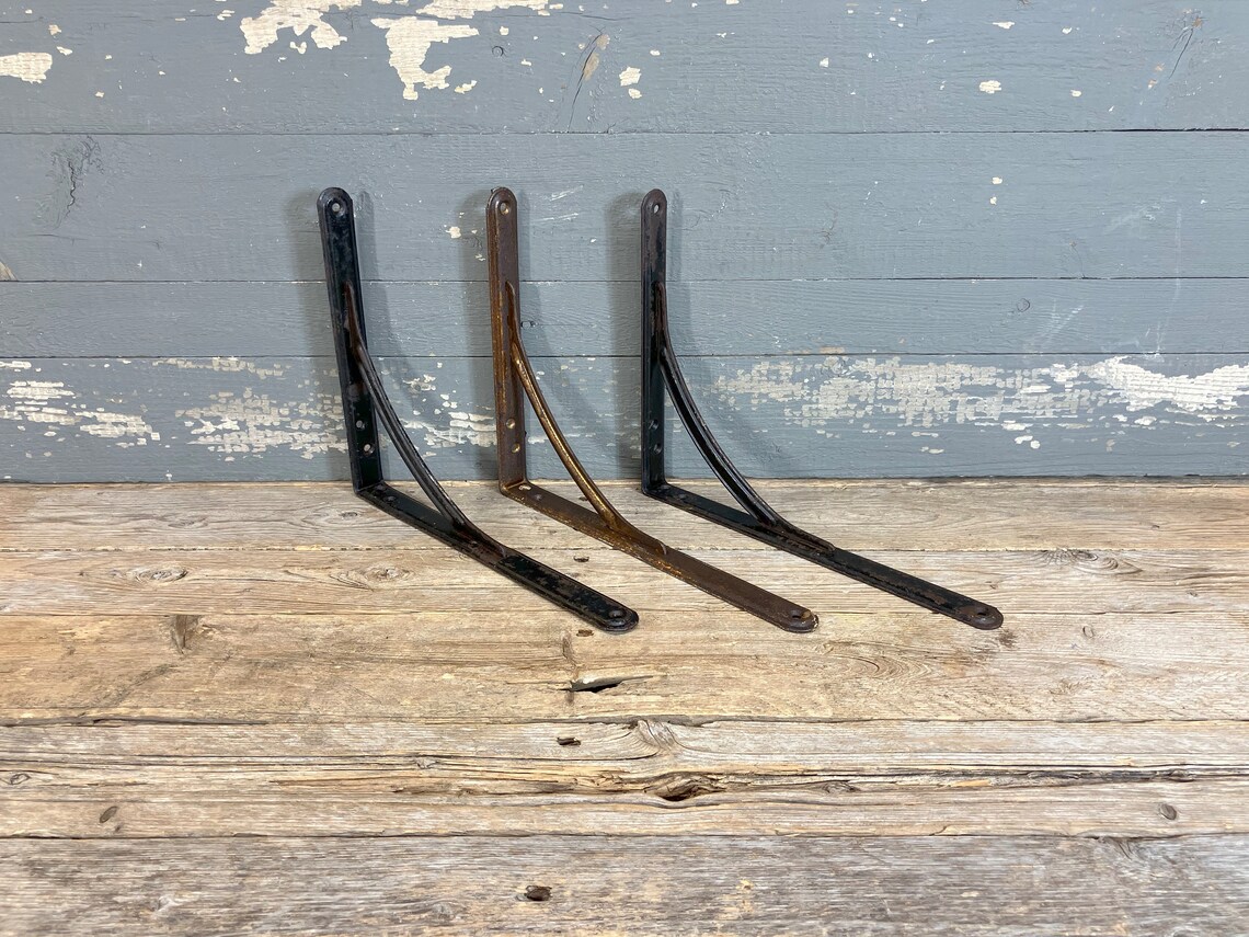 Vintage Stanley Sweetheart Steel Shelf Brackets, Set of 3, 8x10, USA ...
