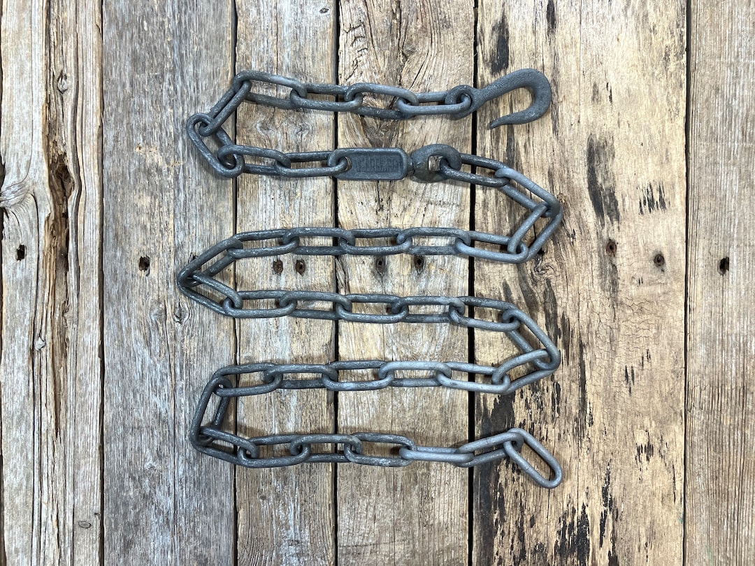 Vintage Iron Chain With Hook and Swivel Link Antique Industrial Farm ...