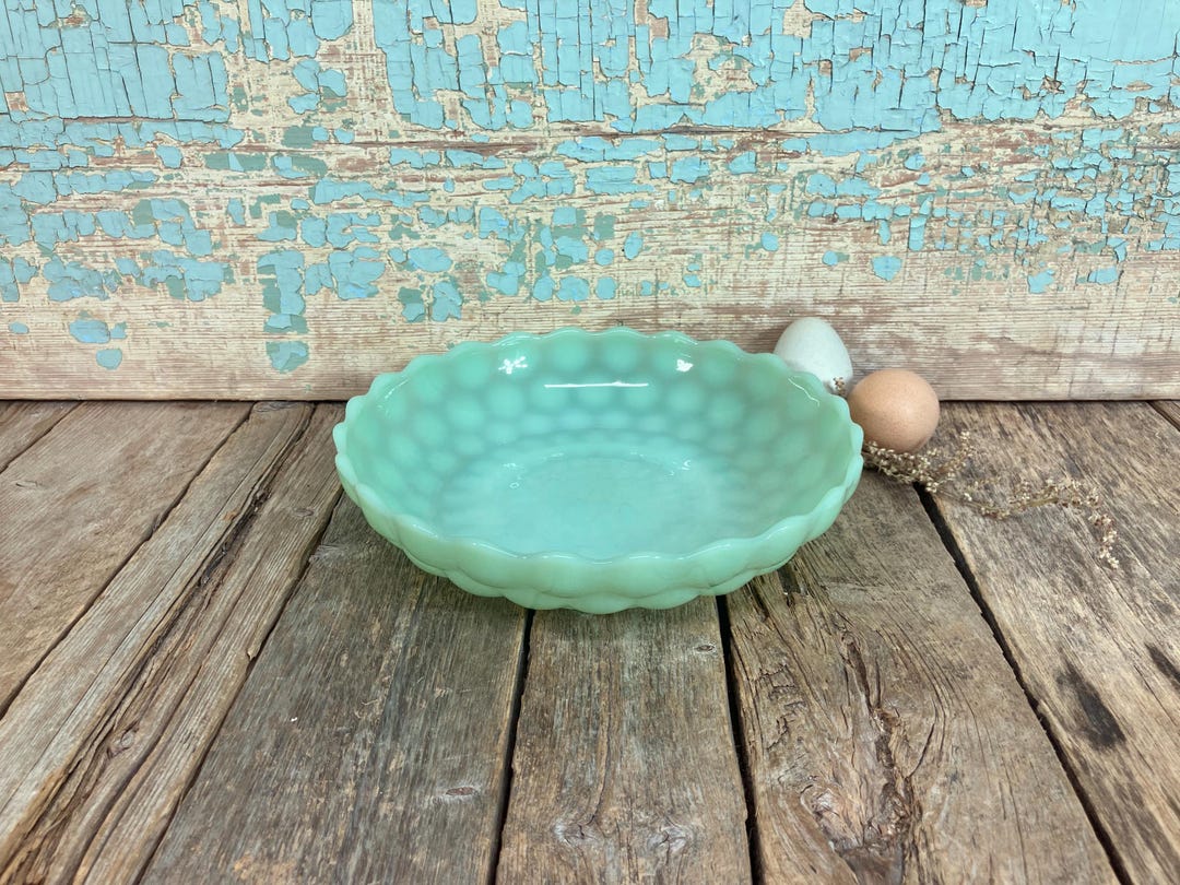 Vintage Jadeite Bubble Dish Shallow Bullseye Concole Bowl Fire King ...