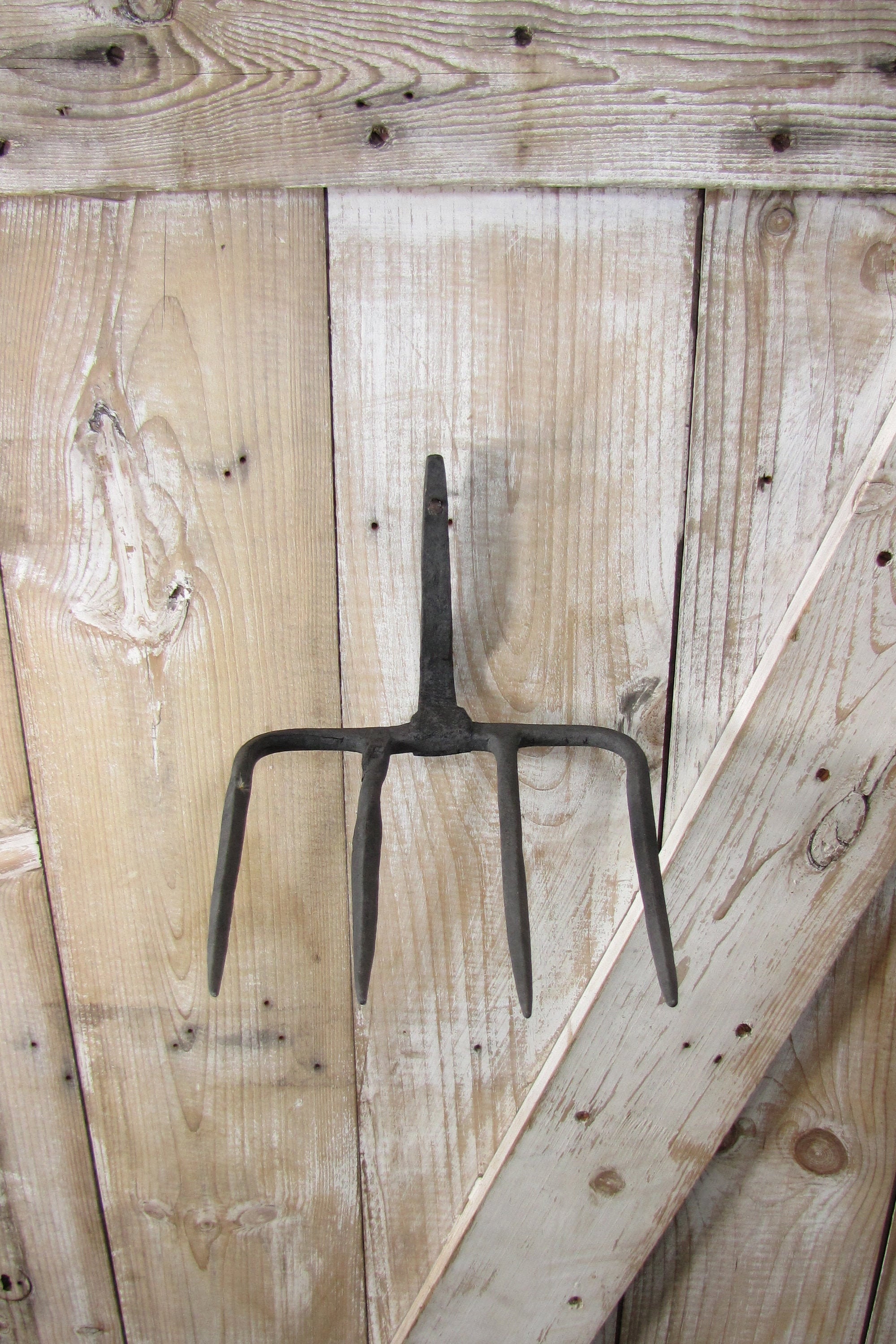 Vintage Large Forged Iron Garden Pitchfork Head 4 Prong Tines | Etsy