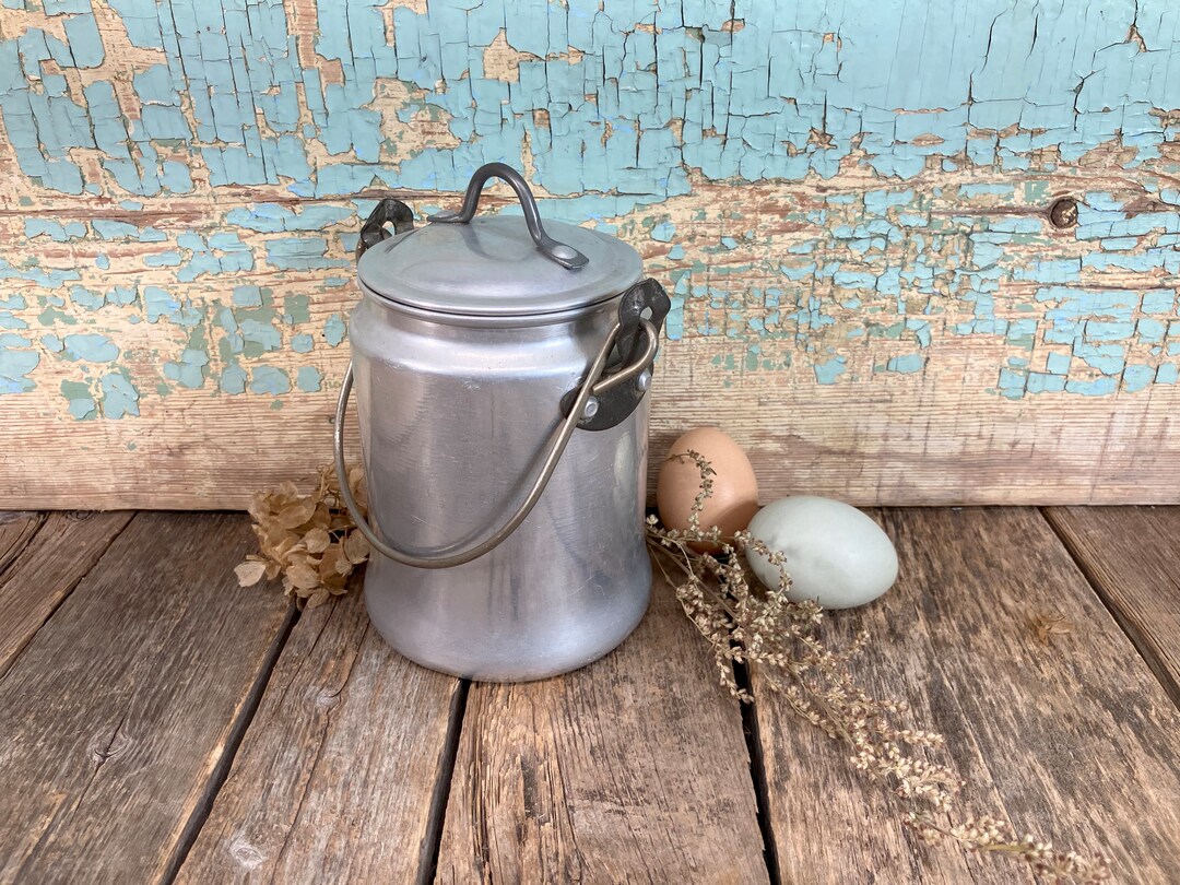 Vintage Milk Pail With Handle Walker Ware Quart Aluminum Jug With Lid ...