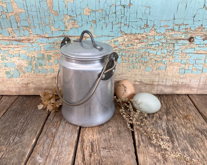 Vintage Milk Pail With Handle Walker Ware Quart Aluminum Jug With Lid ...