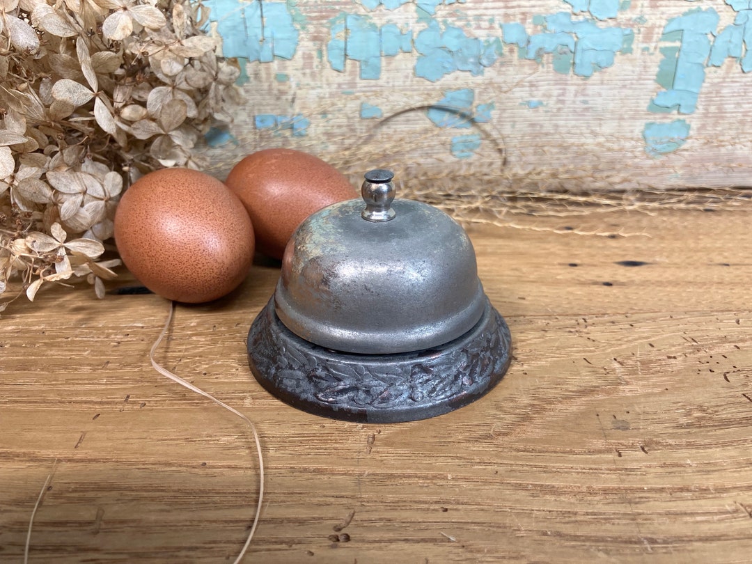 Vintage Ornate Service Bell Floral Steel Front Desk Hotel Lobby Counter ...