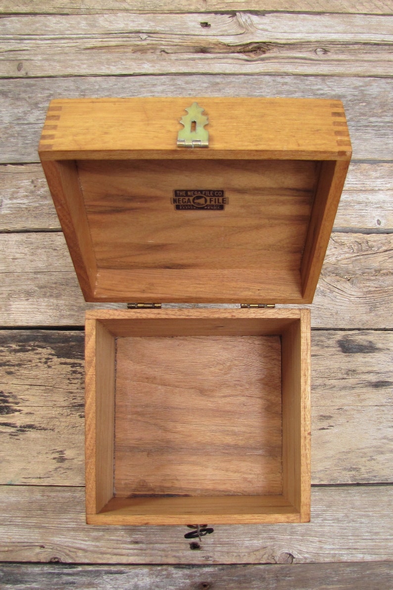 Vintage Large Wood Recipe Card Box With Brass Padlock Address - Etsy