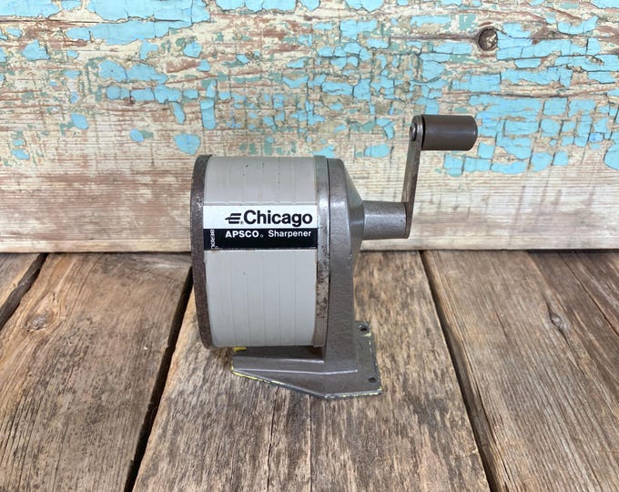 Vintage Chicago Apsco Pencil Sharpener Tan and Taupe Retro Office Desk Decor School House Wall ...