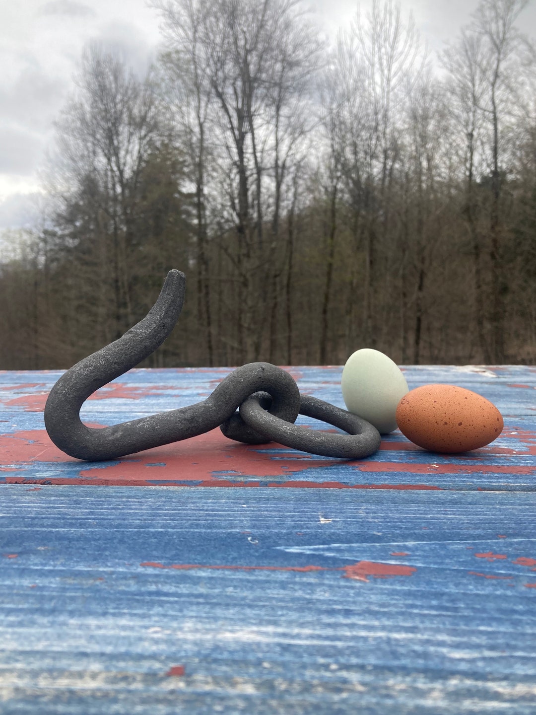 Vintage Iron Hook With Loop Wall or Ceiling Mount Antique Logging Farm ...