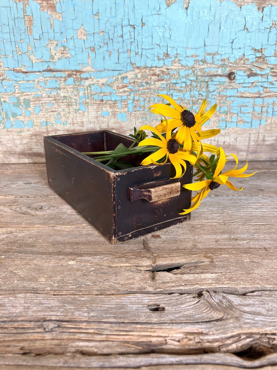 Vintage Rustic Wood Drawer With Pull Tiny Antique Handmade Folk Art Box ...