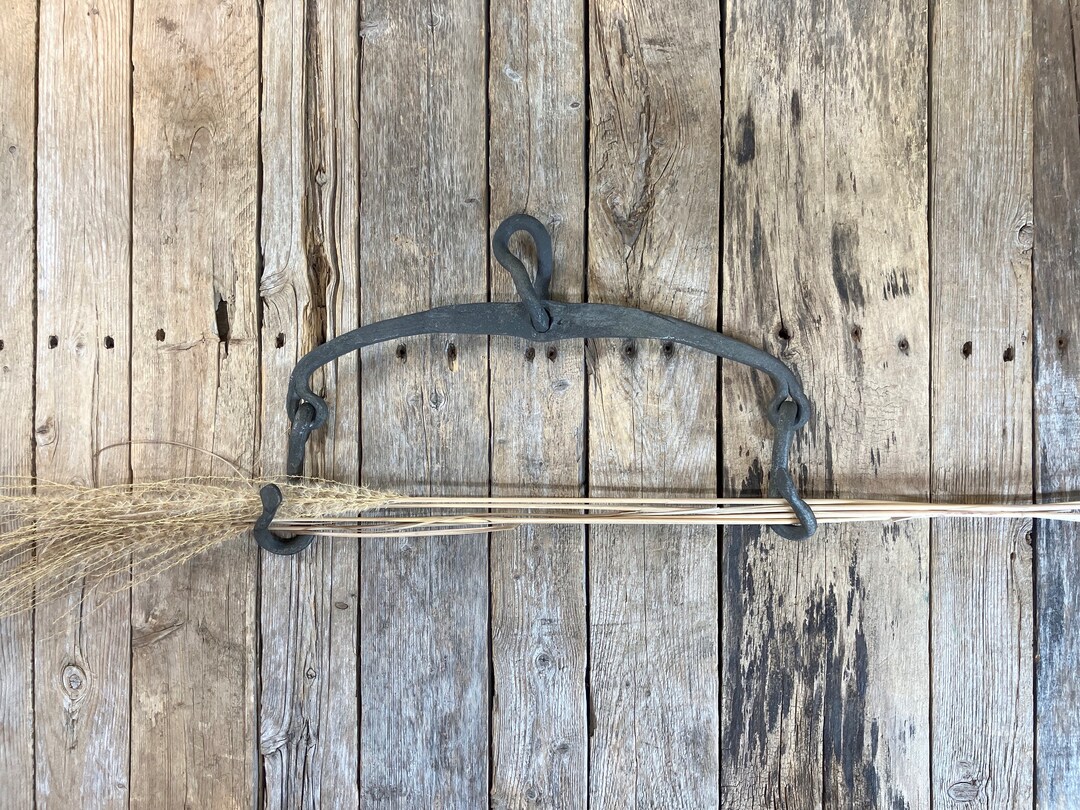 Vintage Forged Iron Double Hook With Arm and Loop Antique Handmade ...