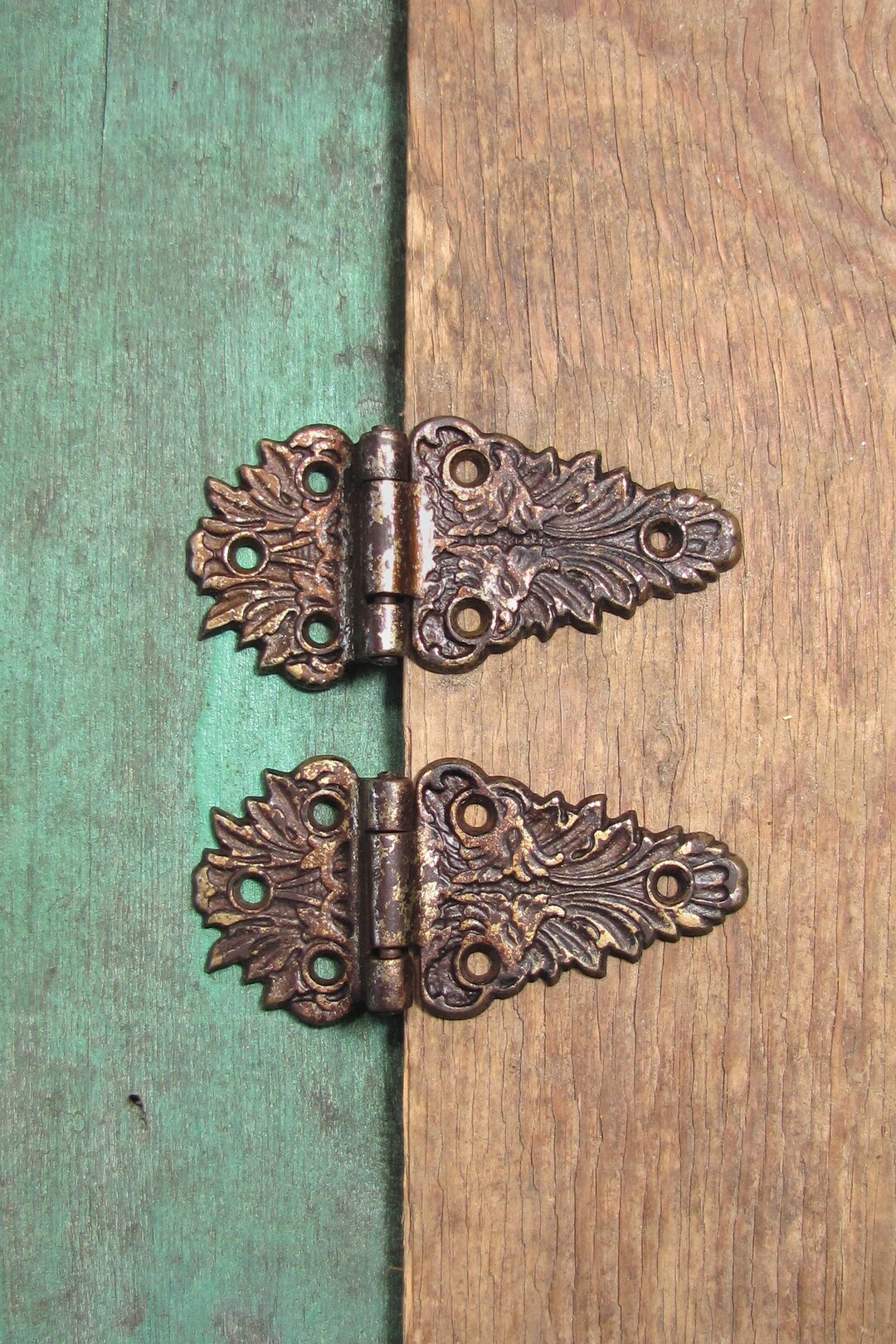 Vintage Pair of Gothic Hinges Set of 2 Offset Cast Iron Architectural ...