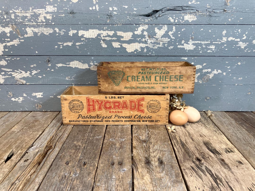 Vintage 2 Wood Cheese Crates New York City Daitch Cream Cheese Hygrade ...