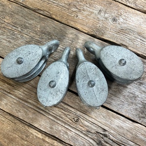 Vintage Set of 4 Double Pulleys Galvanized Cast Iron Wilcox Crittenden ...