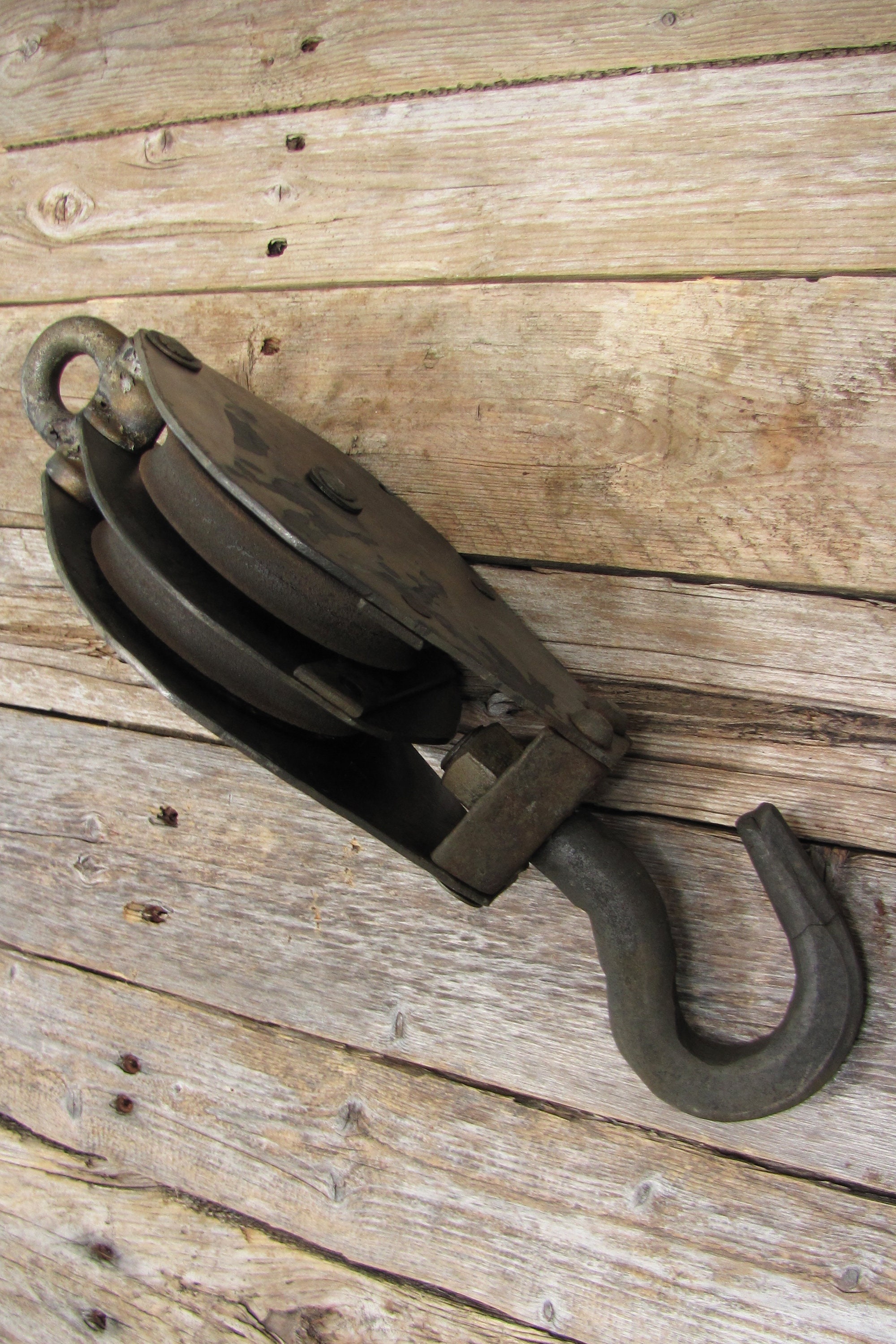 Vintage Industrial Large Pulley and Hook Block and Tackle 2 | Etsy