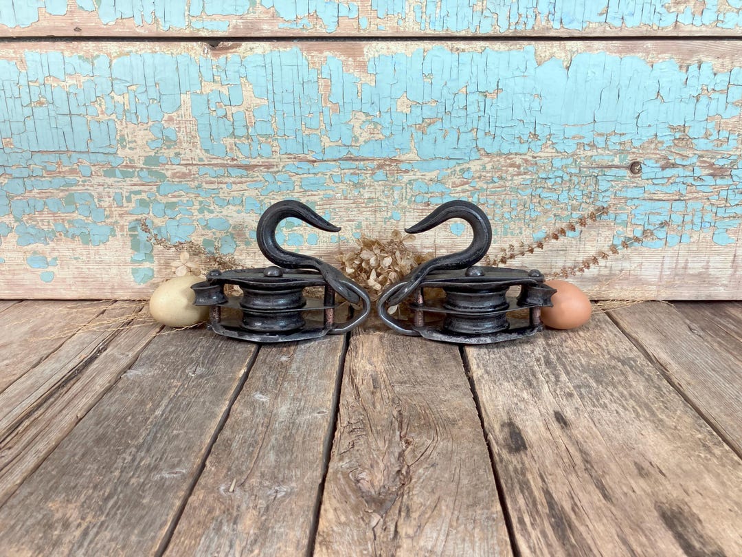 Vintage Pair of Star Nautical Block and Tackle Set of 2 No. 4 Steel and ...